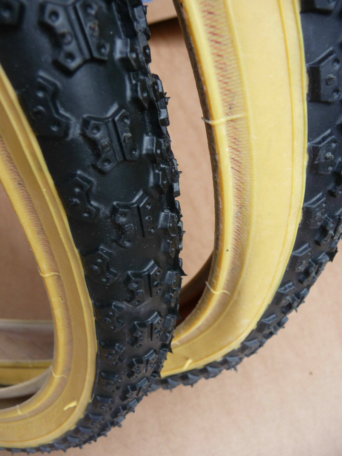 TYRES Pair Retro Old School Comp 3 III Tread BMX Bicycle Amber Wall ...