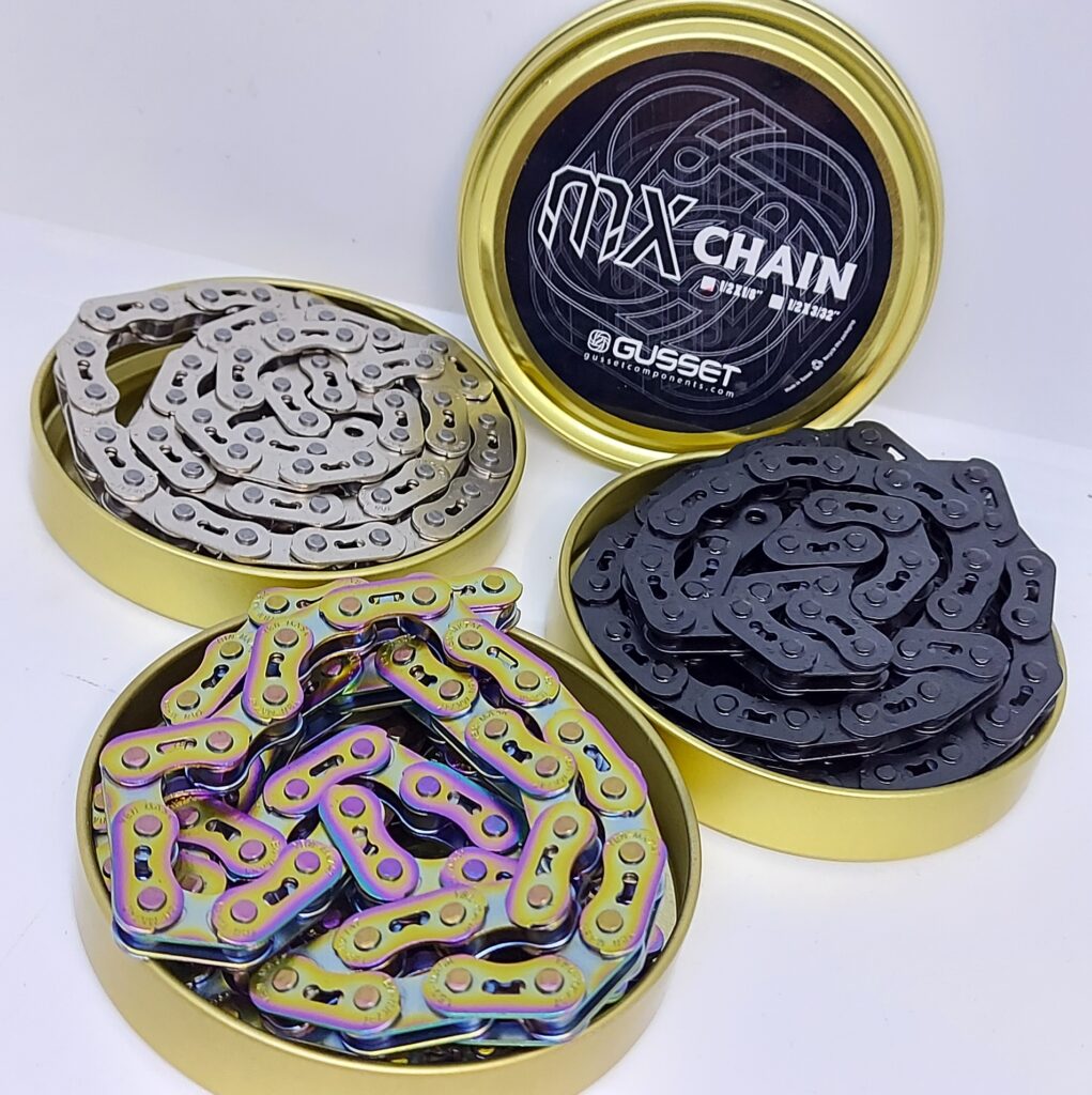 Gusset BMX Chain – 1/2″ x 1/8″ Oil slick / Black / Gold / Chrome 102 ...
