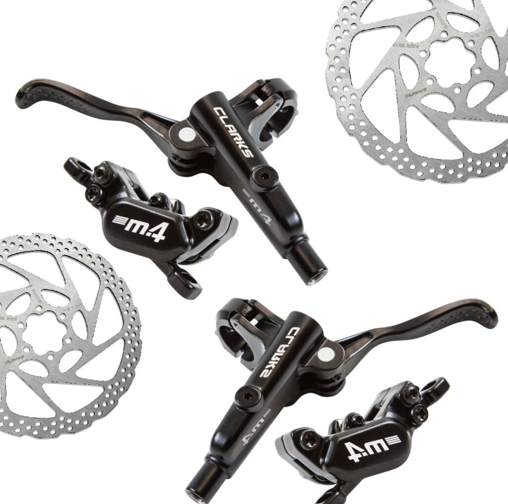 Clarks M4 Hydraulic Disc Brake Front & Rear Set – lightweight 4 piston ...